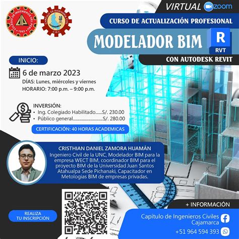 Curso virtual MODELADOR BIM CON AUTODESK REVIT Colegio de Ingenieros del Perú CD Cajamarca