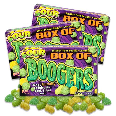 Sour Box Of Booger Gummies Tangy Gummy Candy Boogers Movie Theater Box