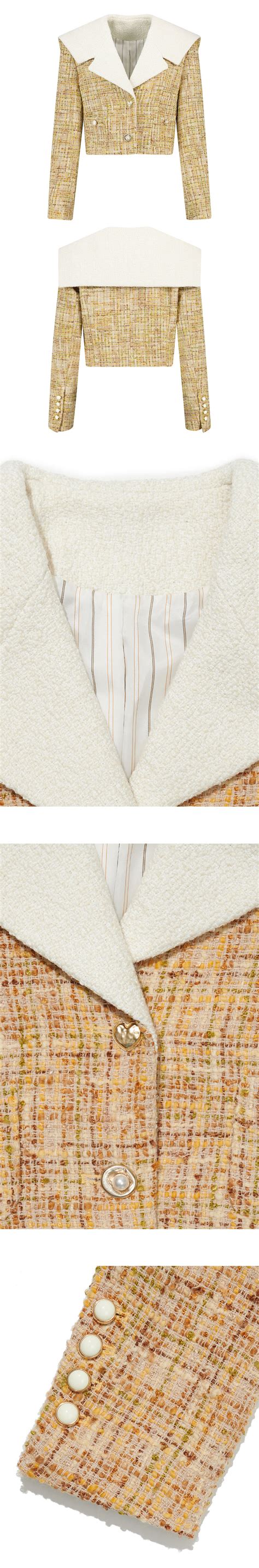 그린 버터 우먼 골드 멀티 버튼 세일러 트위드 자켓 멀티 옐로우 Green Butter Kream