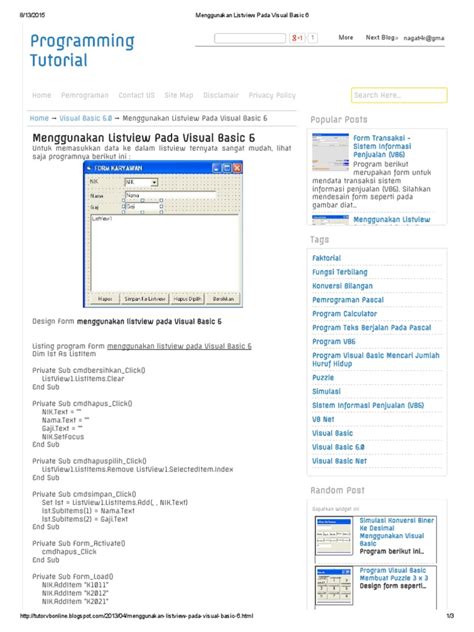 Menggunakan Listview Pada Visual Basic 6 Pdf