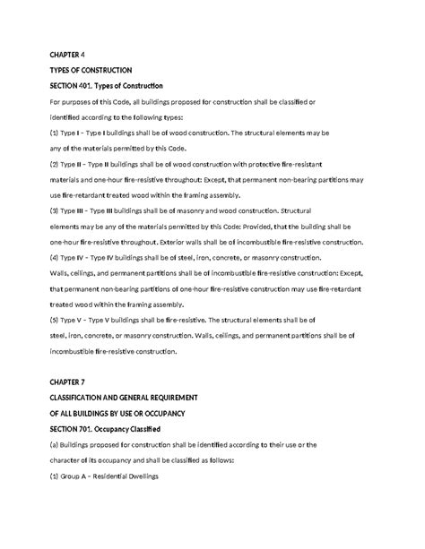 National Building Code Types Of Construction And Requirements Studocu