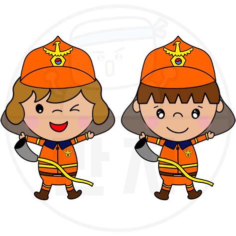 컷도안 소방관 남녀 만자디자인