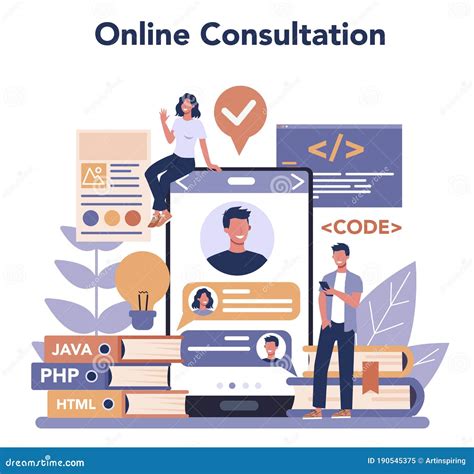 Web Programming Online Service Or Platform Coding Testing Stock Vector Illustration Of