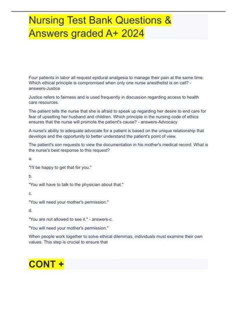 Nursing Test Bank Questions And Answers Graded A 2024 Nursing Stuvia Us