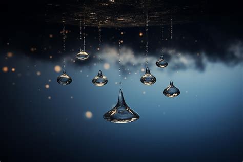 Premium Ai Image Suspended Levitating Water Droplets
