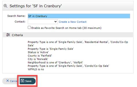 modify saved search criteria matrix