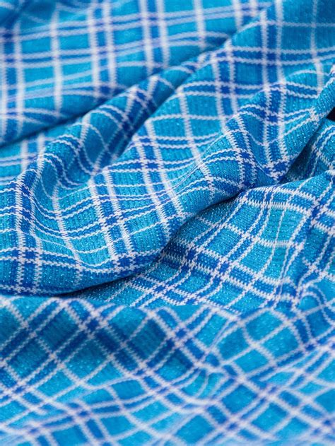 Piqué Jersey Fabric With Tartan Pattern And Glitter Thread Etsy