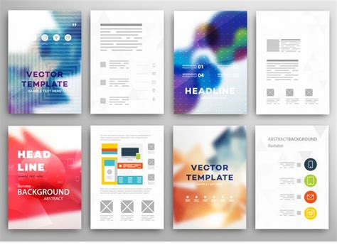مجموعه ای از قالب های طرح بندی طرح بروشور بروشور پس زمینه تار انتزاعی فرم های موج دار برای طراحی