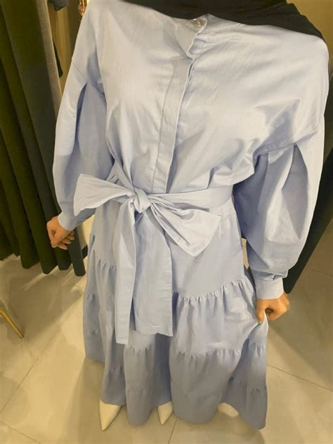 فستان سماوي مع حزام فري سايز Berla Line