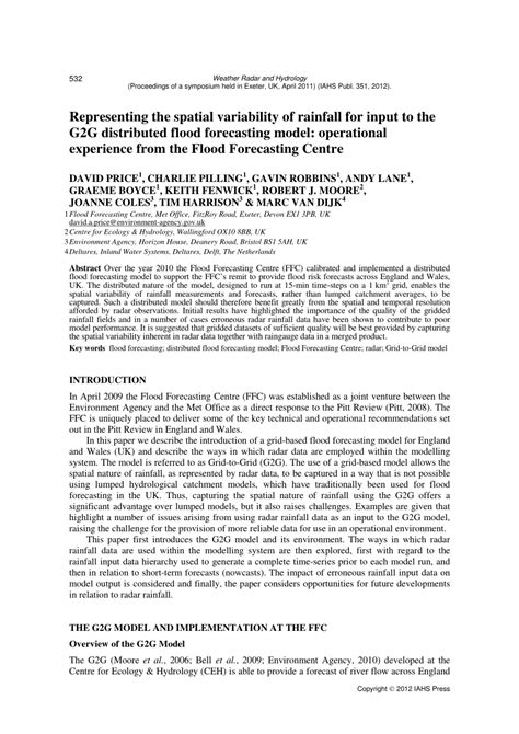 pdf representing the spatial variability of rainfall for input to the