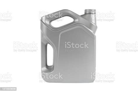 흰색 배경에 격리 된 새로운 플라스틱 오일 캐니스터 저장 탱크 가솔린 디젤 및 가스용 캐니스터 절연 된 기술 액체플라스틱 캐니스터 엔진 오일에 대한 스톡 사진 및 기타