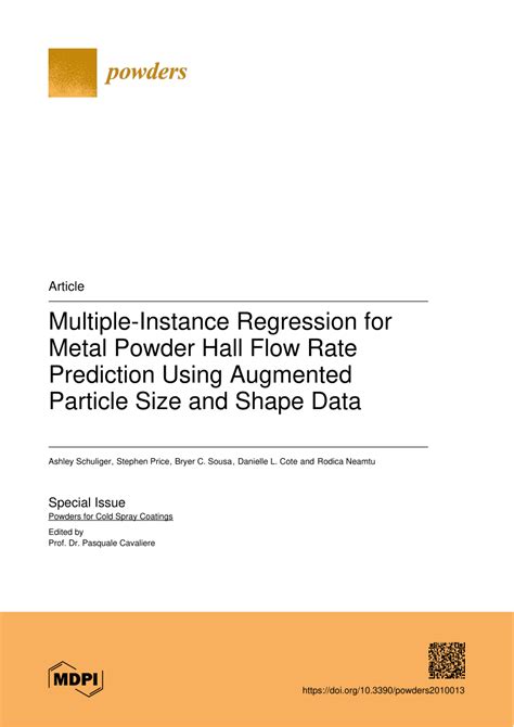 Pdf Multiple Instance Regression For Metal Powder Hall Flow Rate