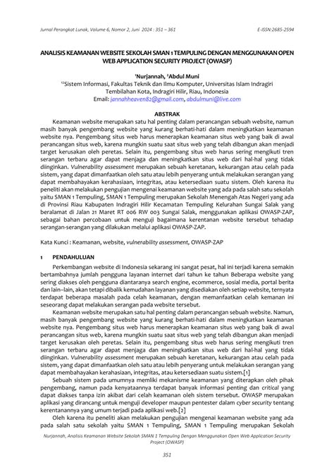 Pdf Analisis Keamanan Website Sekolah Sman 1 Tempuling Dengan Menggunakan Open Web Application