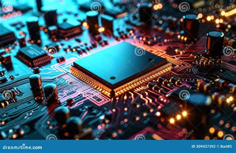 High Tech Microprocessor Chip On A Motherboard A Concept Of Advanced