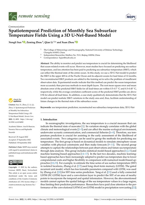 pdf spatiotemporal prediction of monthly sea subsurface temperature