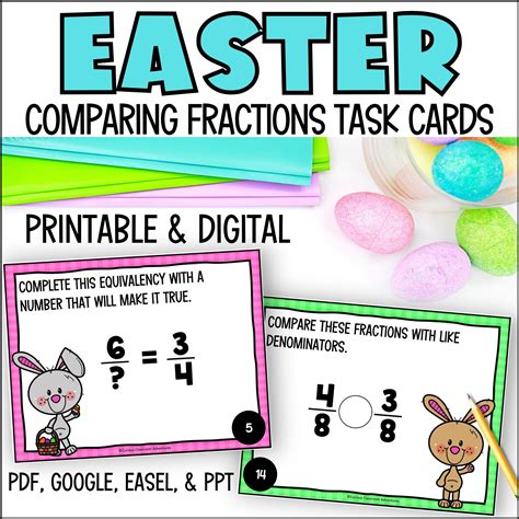 Easter Comparing Fractions Task Cards Curious Classroom Adventures