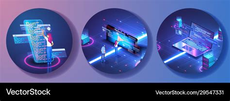 Programmer At Work Concept Banner Software Web Vector Image