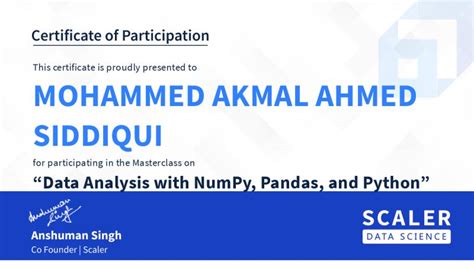Akmal Ahmed On Linkedin Certificate Data Analysis With Numpy Pandas