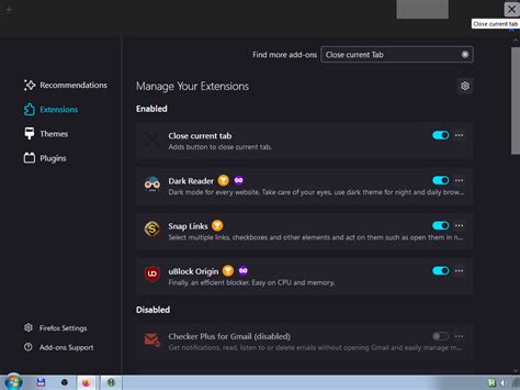 i have the close current tab extension can this button be moved to the right most upper most