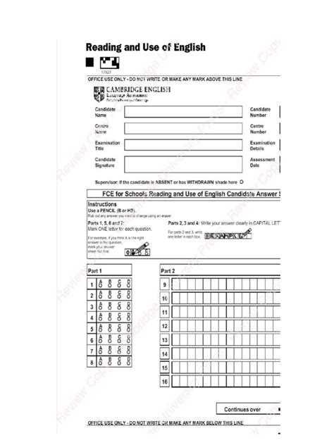 Fce Answer Sheetbob4nz Pdf