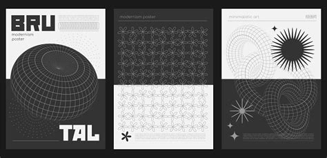 브루탈리즘 미니멀리즘 포스터는 실루엣으로 설정되어 있으며 기본 그리드 피규어입니다 기하학적 모양의 복고풍 미래 지향적 그래픽 요소는 구성을 열광합니다 현대 흑인과 백인 흑백