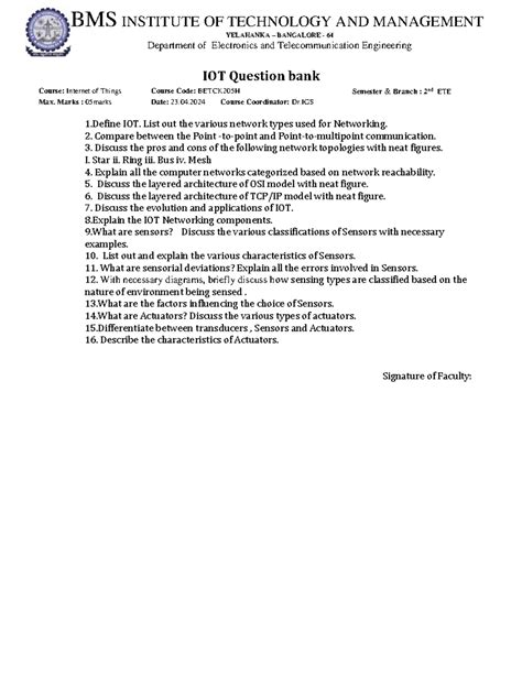 iot question bank bms institute of technology and management yelahanka bangalore 64