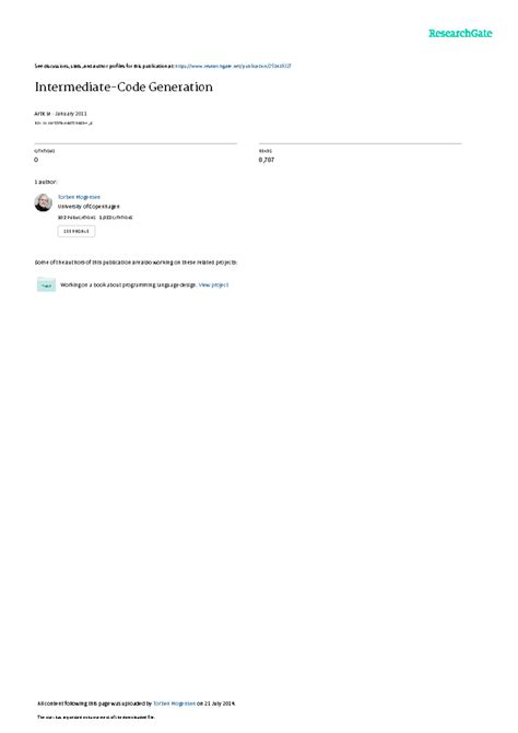 Intermediate Code Generation See Discussions Stats And Author