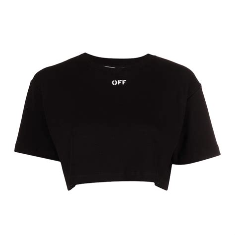 Off White Off White Womens Cotton Basic Cropped T Shirt Black Grailed