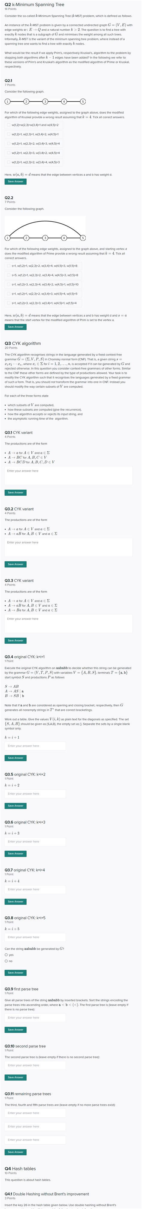 Solved Q2 K Minimum Spanning Tree 14 Points Consider The