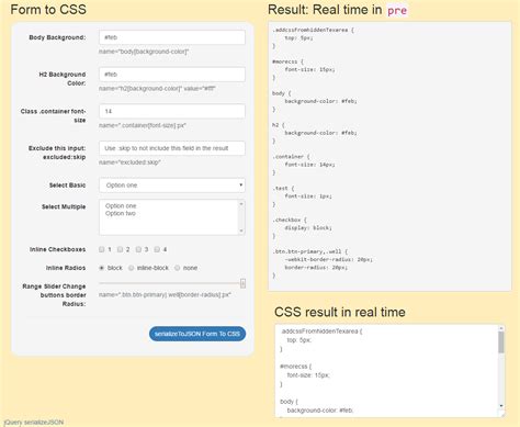 Github Onigetocformtocss Form To Css Jquery Plugin Form To Css