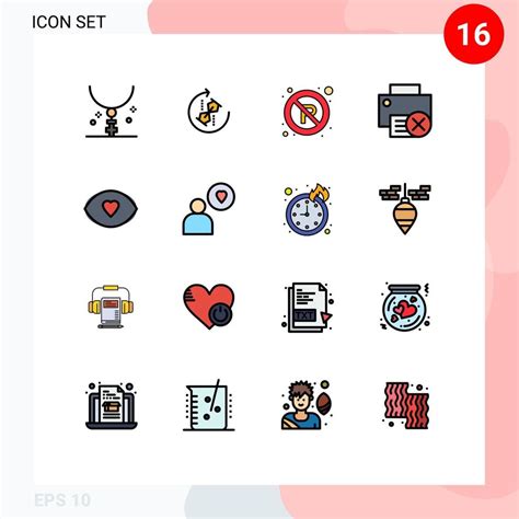 Pack Of 16 Creative Flat Color Filled Lines Of Hardware Devices Puzzle