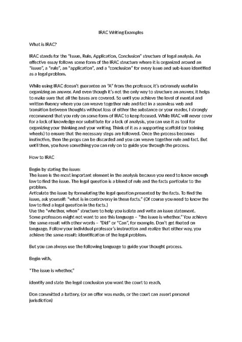 Irac Writing Irac Format Irac Writing Examples What Is Irac Irac