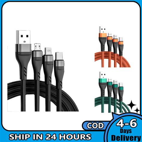 100w 6a 3 In 1 Usb Cable Fast Charging Cable Multi Charging Cord Usb Cord Adapter Braided Wire