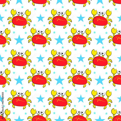 Seamless Pattern Crab Vector Illustration Stock Vector Adobe Stock