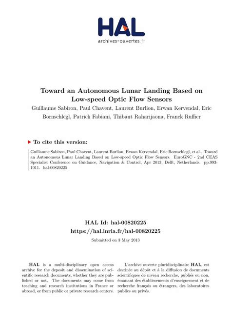Pdf Toward An Autonomous Lunar Landing Based On Low Speed Dokumen Tips