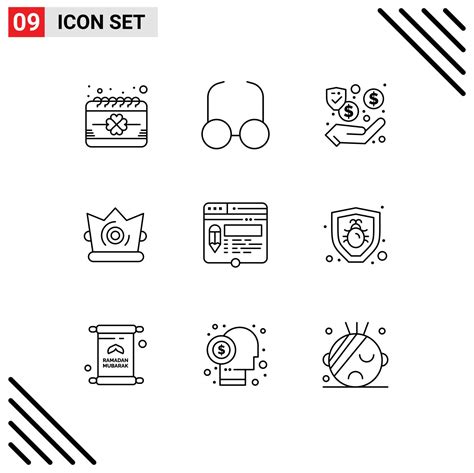 9 Universal Outlines Set For Web And Mobile Applications Layout Mardi Gras Dollar King Best