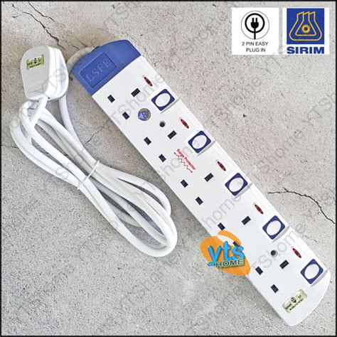 Lsfe Sirim 5 Gang Surge Protector Power Extension Trailing Socket 2 Meter Lazada
