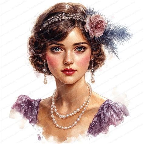 20 Vintage 1920s Lady Clipart Printable Watercolor Clipart High