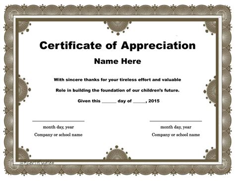 Free Printable Certificate Of Appreciation Template Pdf Word