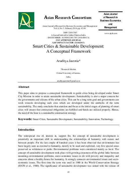 Pdf Smart Cities And Sustainable Development A Conceptual Framework