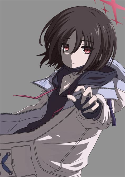 Safebooru 1girl Blue Archive Brown Hair Generic 33 Grey Background