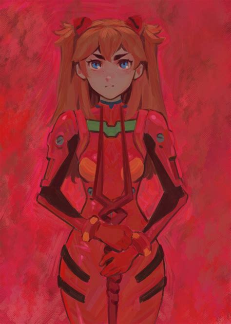 Effy Neprin Souryuu Asuka Langley Neon Genesis Evangelion Commentary Highres 1girl Blue