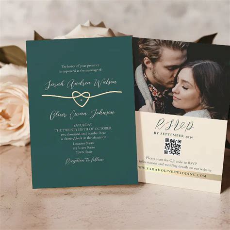 Emerald Green Wedding Qr Code Invitation Zazzle