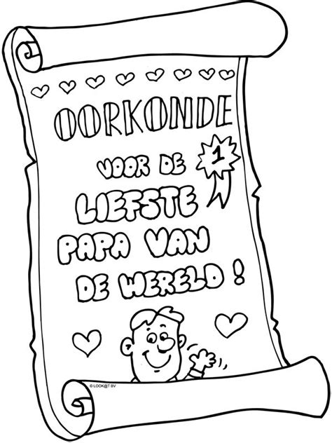 Kleurplatennl Oorkonde Vaderdag Vaderdag Eerste Vaderdag Verjaardag Vader