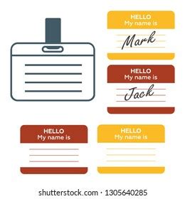 Hello My Name Introduction Cards Vintage Stock Illustration Shutterstock