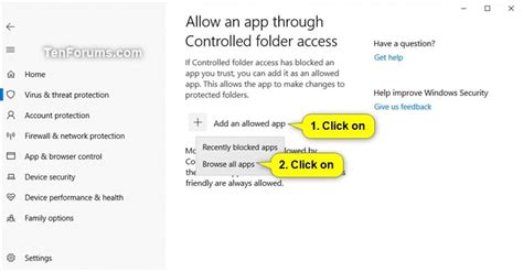 Add Or Remove Allowed Apps For Controlled Folder Access In Windows 10