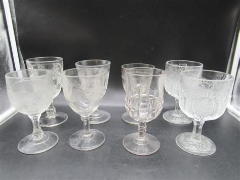 8 Early Pressed Glass Goblets Live And Online Auctions On