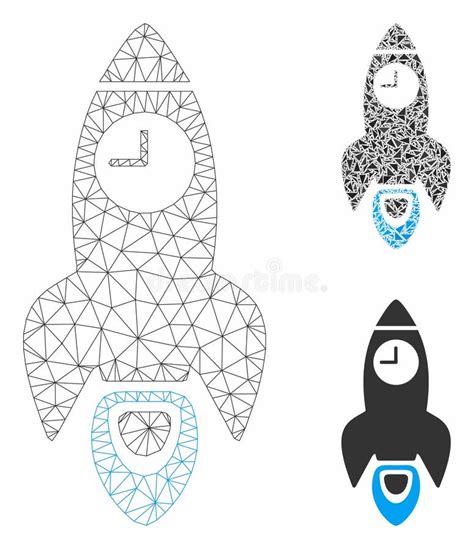 Space Rocket Time Vector Mesh Network Model And Triangle Mosaic Icon Stock Vector Illustration