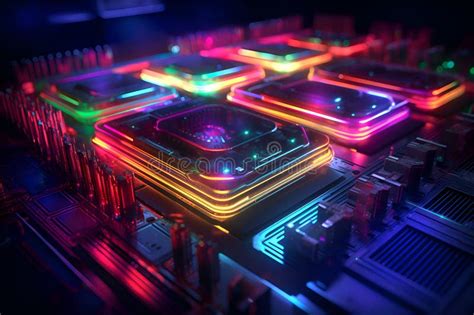 Supercomputer Cpu And Gpu Circuits Mother Board Interconnection With