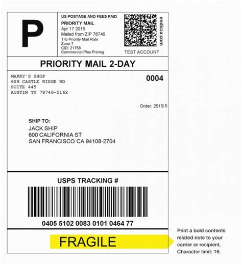 Usps Priority Mail Label